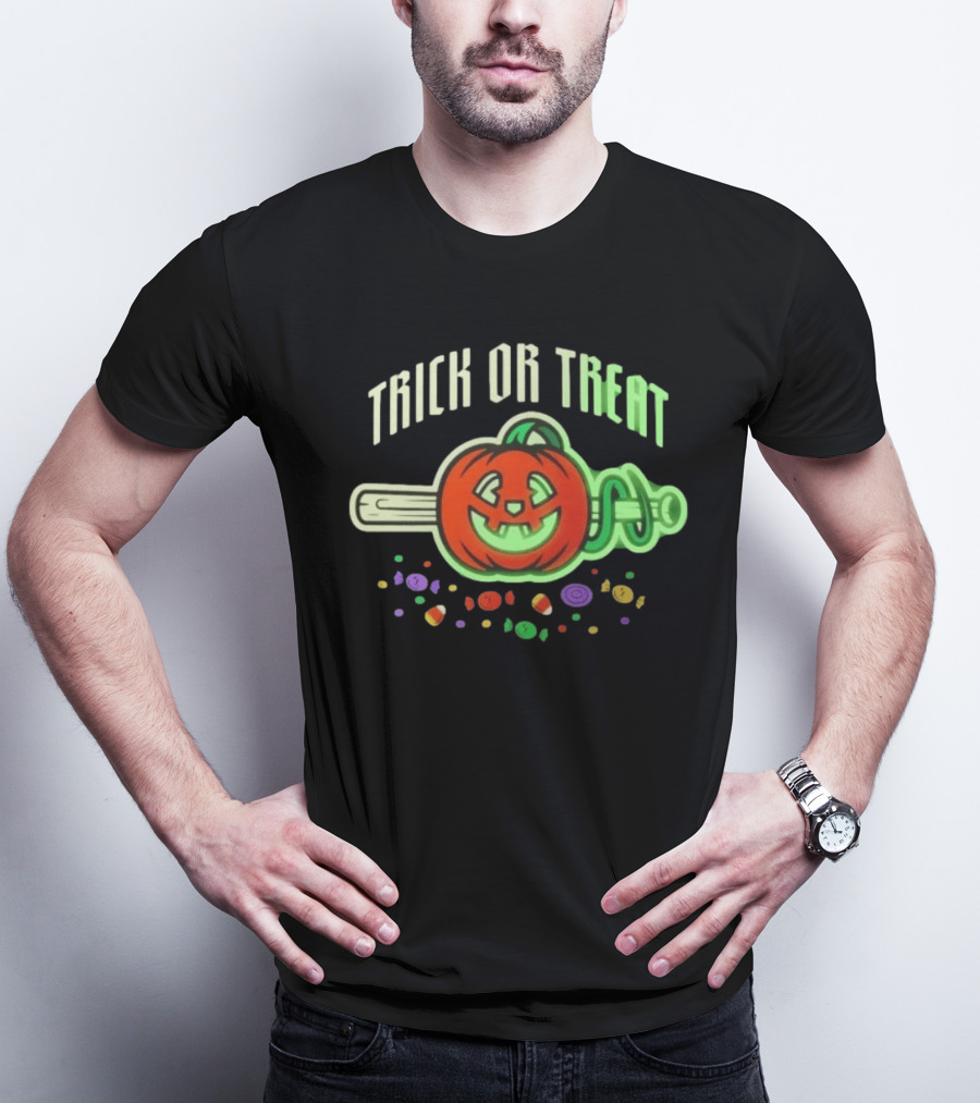 Trick Or Treat Halloween Pumpkin Baseball Bat Candy T-Shirt