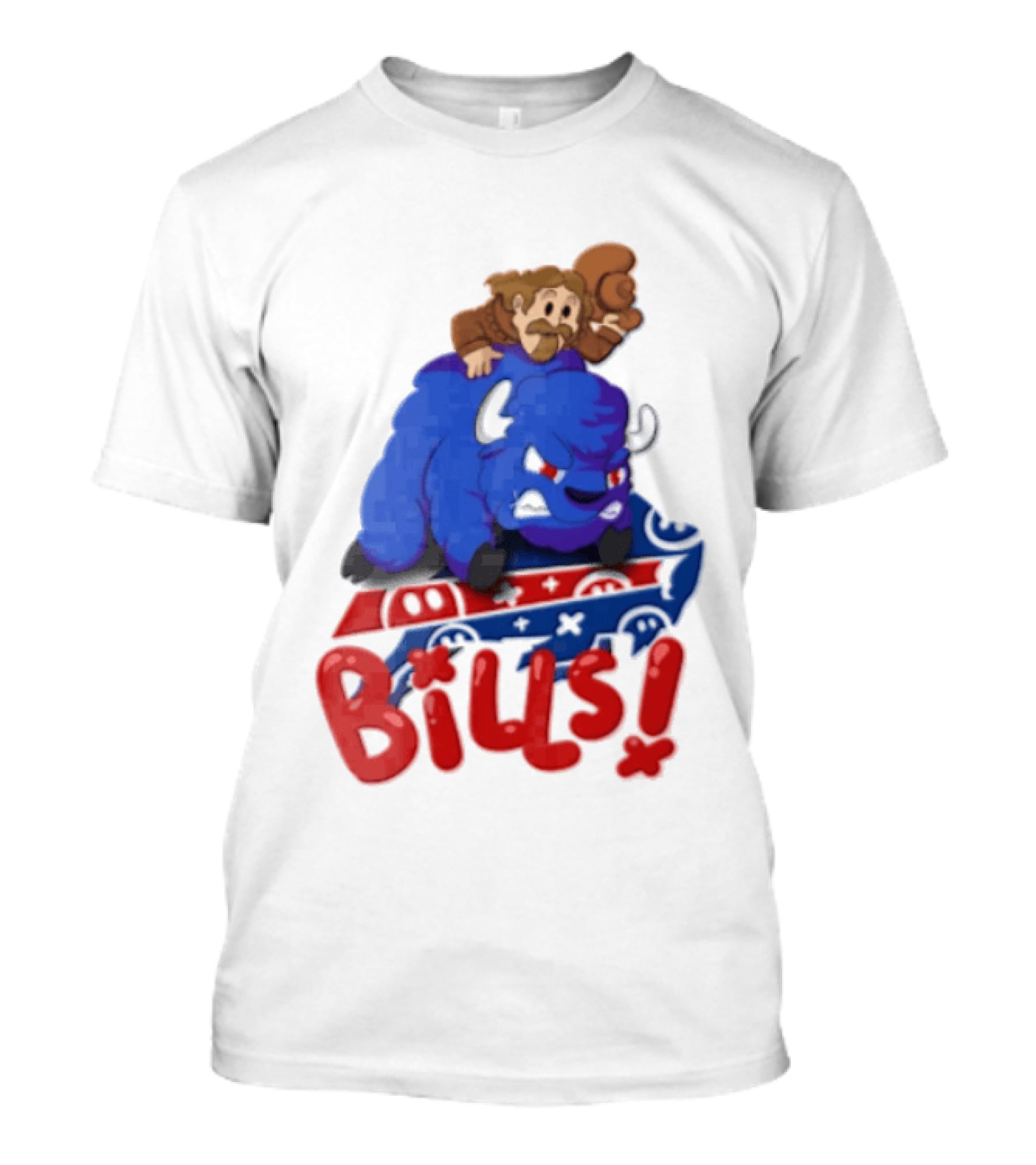 Buffalo Bills Cowboy Riding Angry Blue Bills T-Shirt