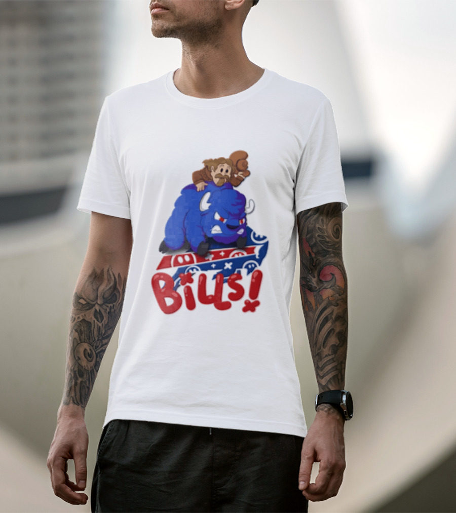 Buffalo Bills Cowboy Riding Angry Blue Bills T-Shirt