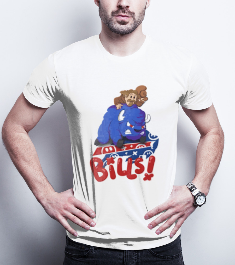 Buffalo Bills Cowboy Riding Angry Blue Bills T-Shirt