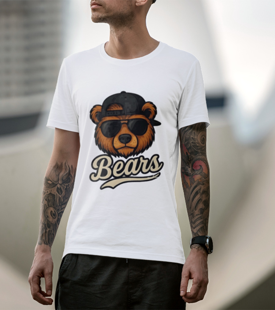 Chicago Bears Cool Bear In Sunglasses And Cap T-Shirt