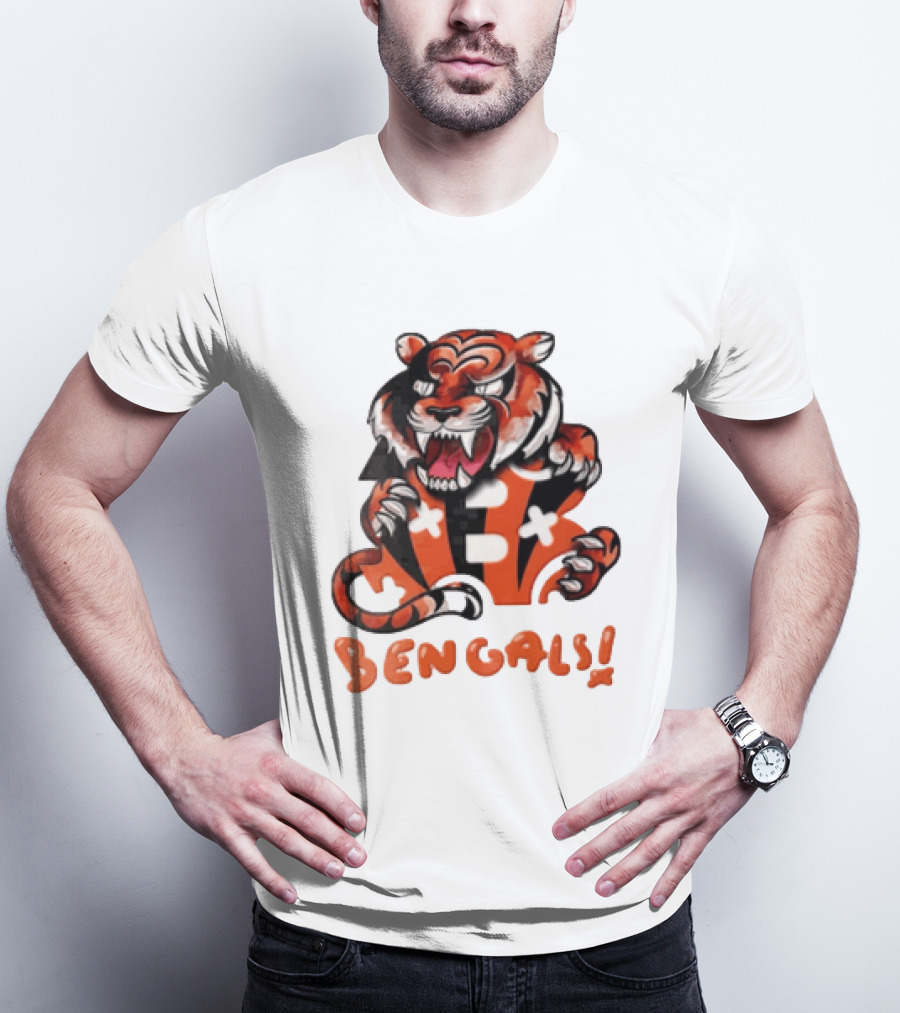Cincinnati Bengals Snarling Tiger Over Bold B T-Shirt