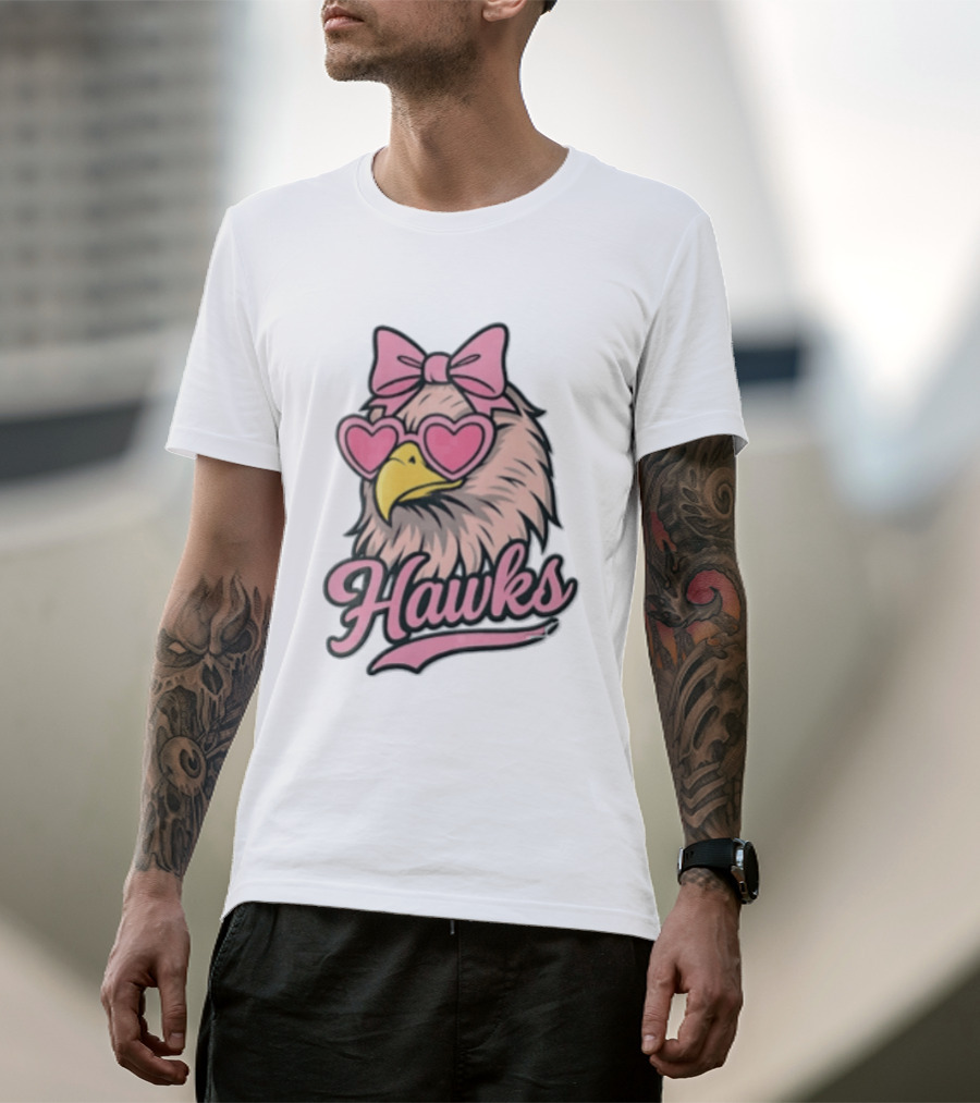 Hawks Eagle Pink Bow Heart Glasses T-Shirt