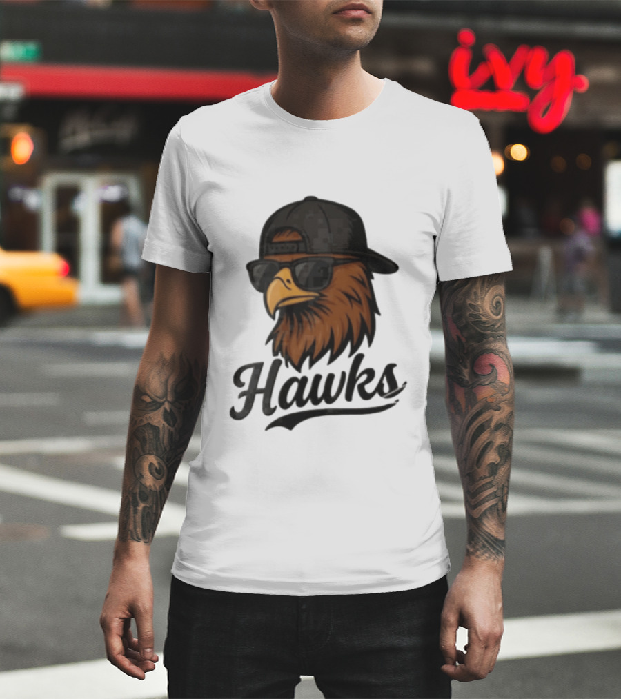 Hawks Eagle Wearing Sunglasses And Baseball Cap T-Shirt