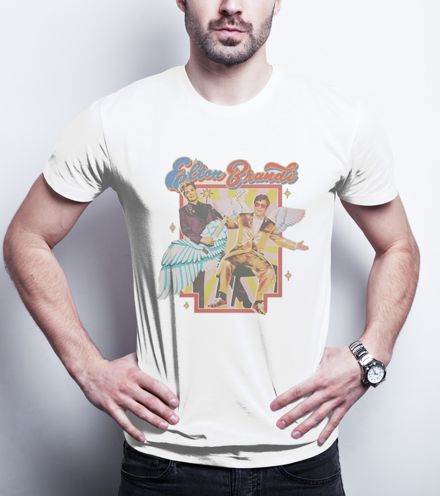Elton John Brandi Carlile Winged Duo With Golden Outfit And Guitar T-Shirt