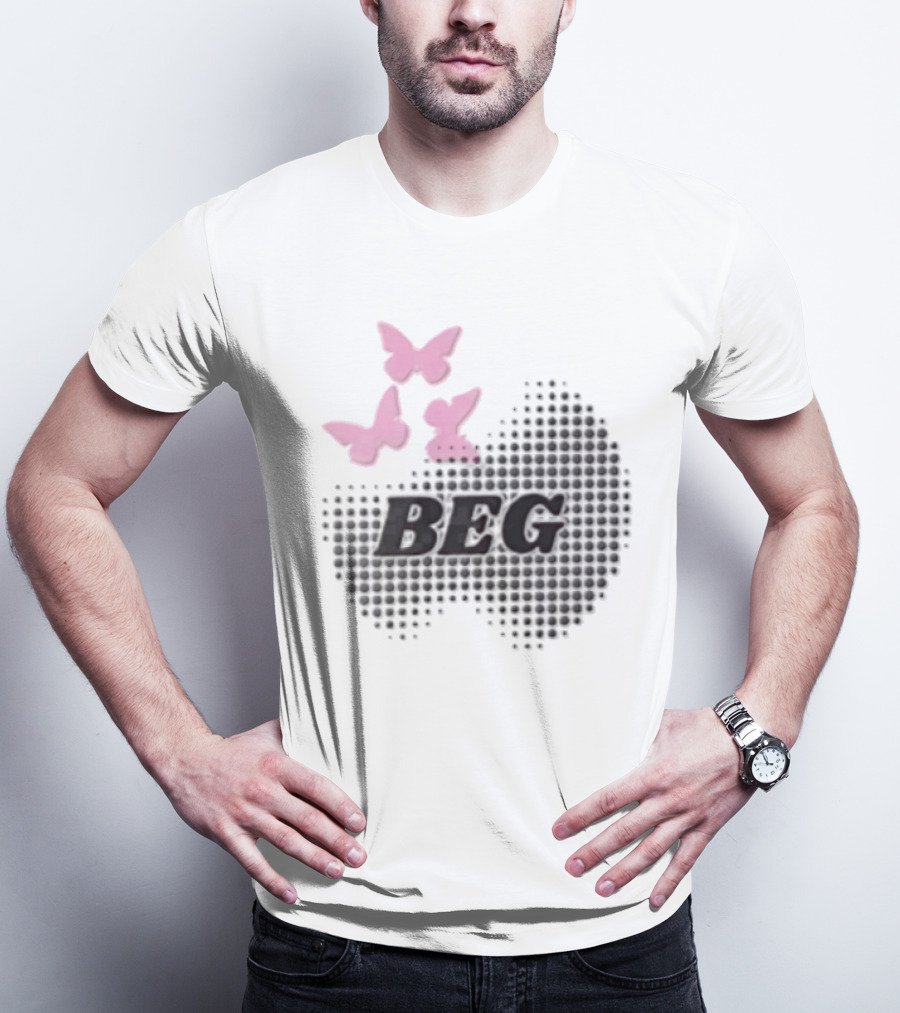 Pink Butterflies BEG Halftone T-Shirt