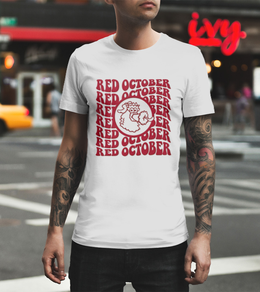 Philadelphia Phillies Red October 2023 Fan Gear With Phillie Phanatic T-Shirt