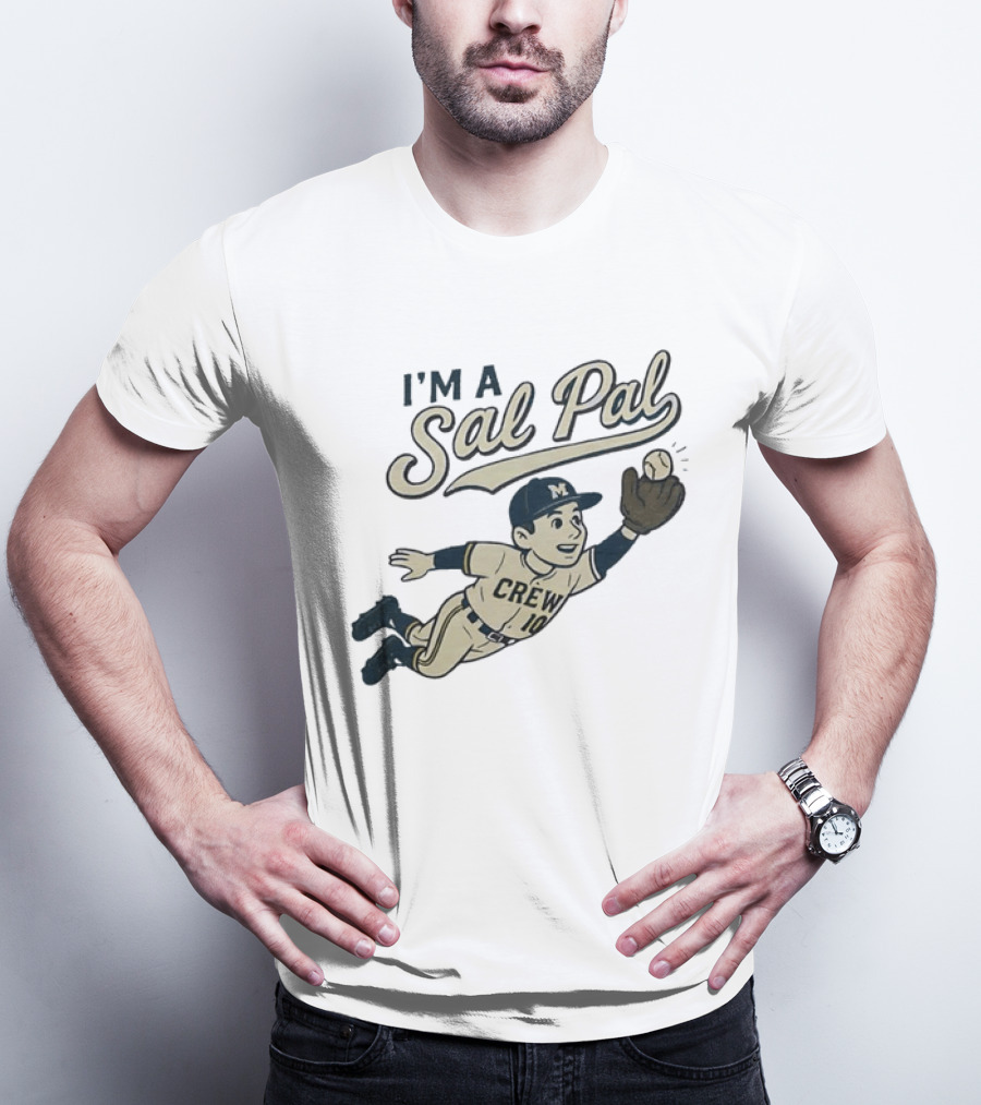 I'm A Sal Pal Milwaukee Brewers Crew 10 Cartoon Baseball Player T-Shirt