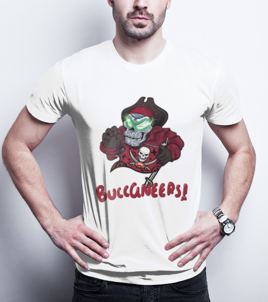 Tampa Bay Buccaneers Skull Pirate Green Eyes Buccaneers Flag T-Shirt