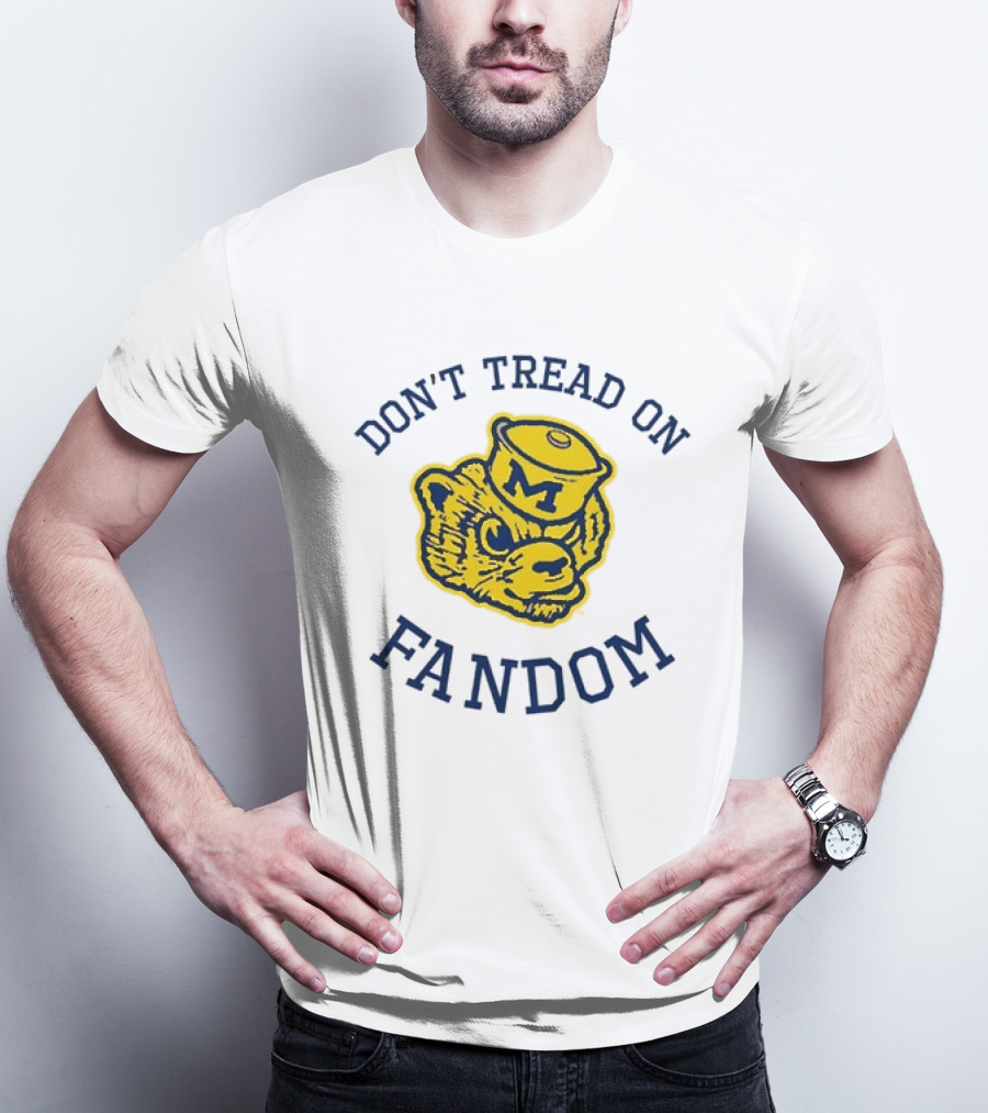University Of Michigan NCAA Basketball Don't Tread On Fandom Yellow Wolverine M Hat T-Shirt