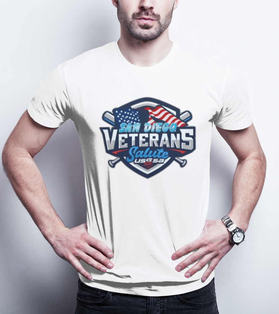 San Diego Veterans Salute USSSA Baseball Event American Flag T-Shirt