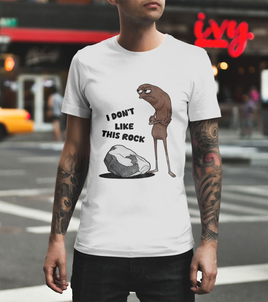Marcus The Worm I Don't Like This Rock Grumpy Cartoon Expression T-Shirt