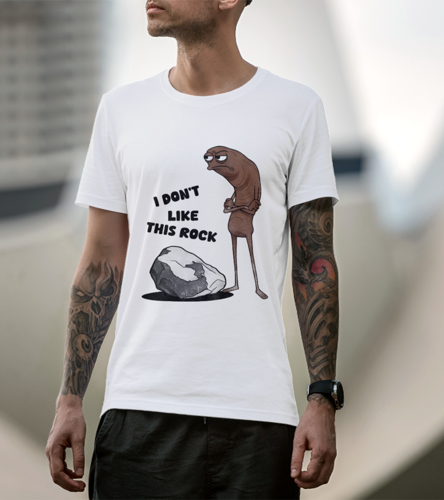 Marcus The Worm I Don't Like This Rock Grumpy Cartoon Expression T-Shirt