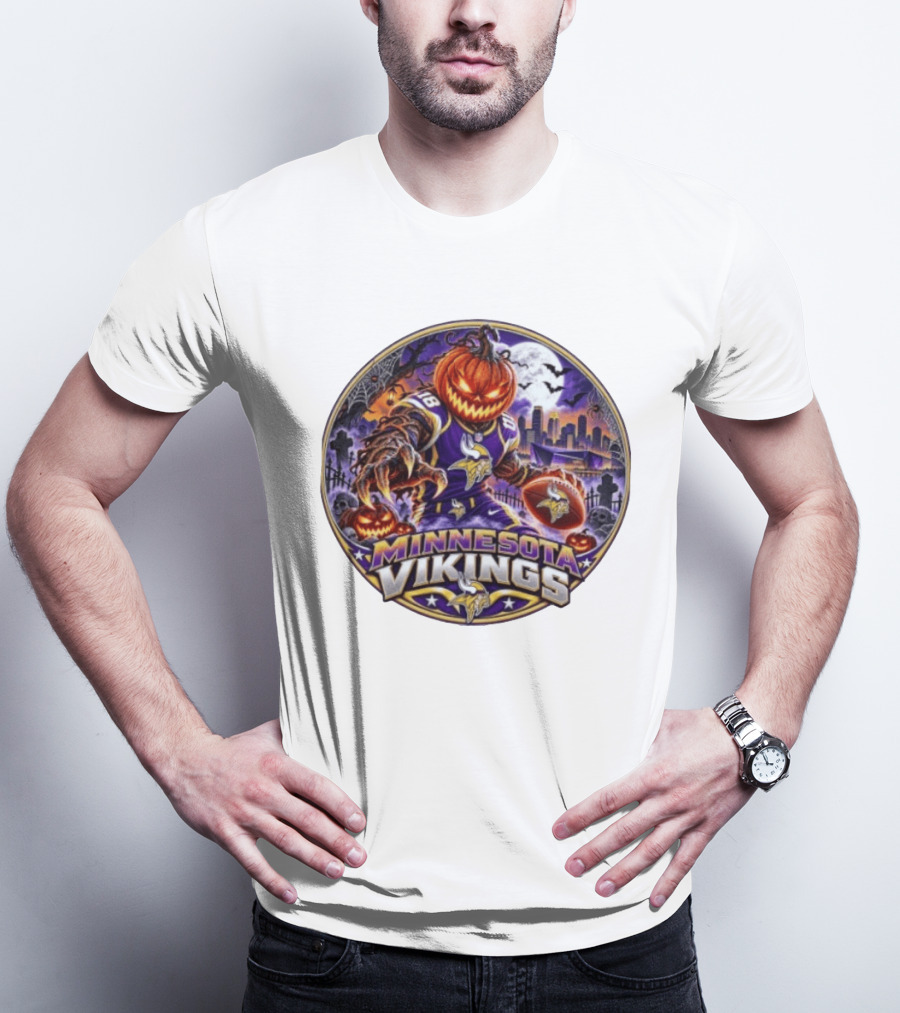 Minnesota Vikings Halloween Jack O' Lantern Football Spooky Night T-Shirt