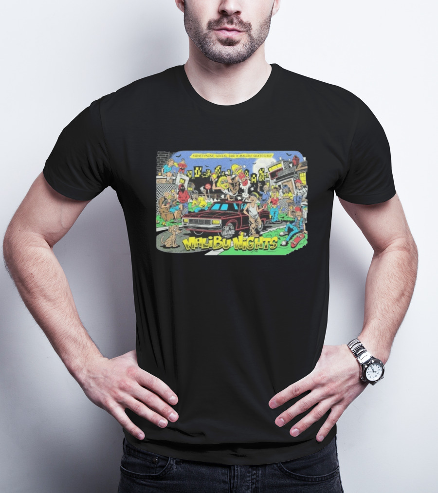 Malibu Nights NinetyNine Social Bar X Malibu Skateshop The Vigilante T-Shirt