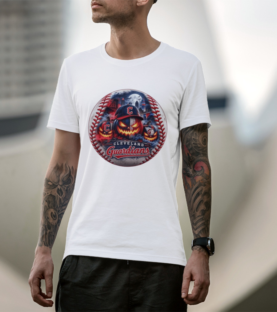 Cleveland Guardians Halloween Jack O' Lantern Spooky Baseball T-Shirt