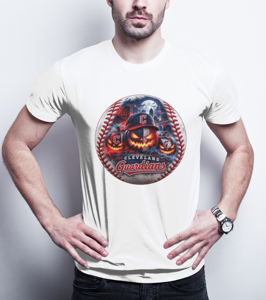Cleveland Guardians Halloween Jack O' Lantern Spooky Baseball T-Shirt