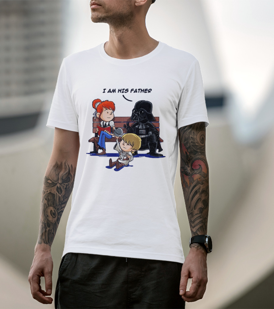 Darth Vader And Luke Skywalker I Am His Father Comic Style Bench Scene T-Shirt