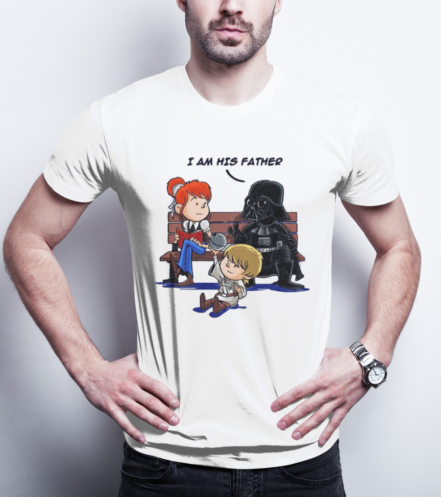 Darth Vader And Luke Skywalker I Am His Father Comic Style Bench Scene T-Shirt