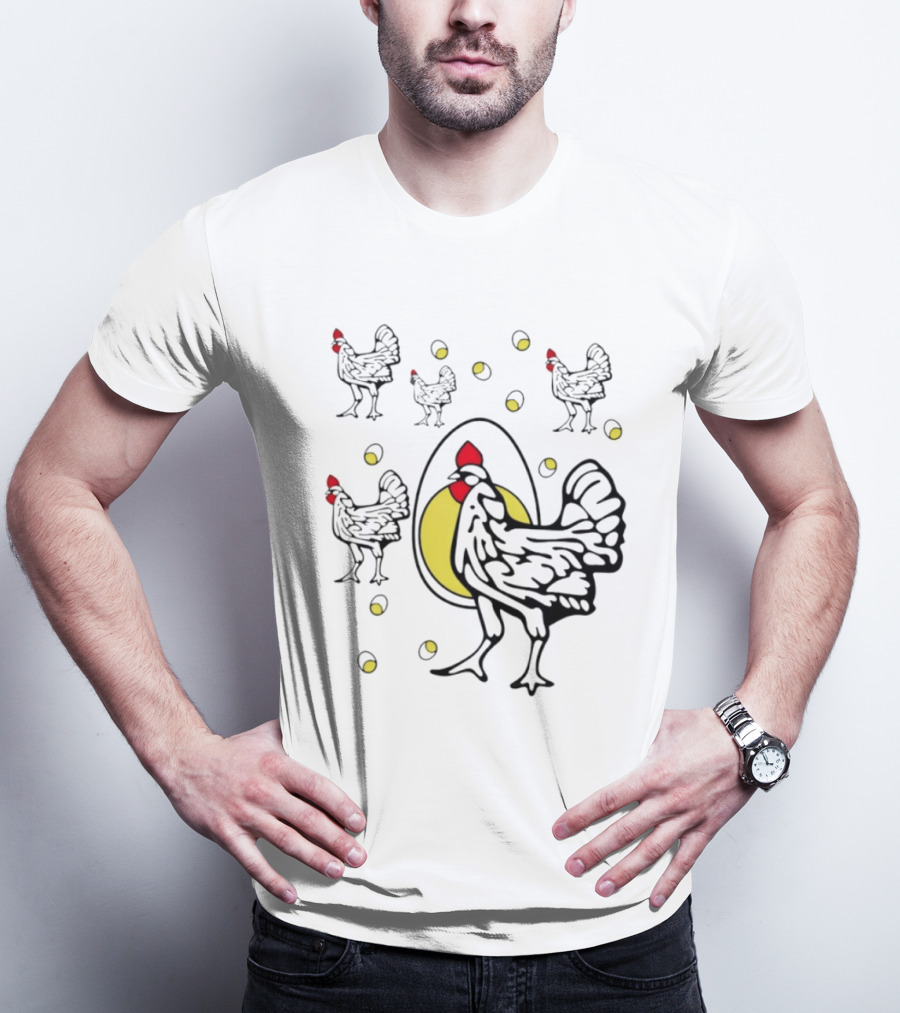 Farm Chicken And Egg Poultry Hen With Rooster And Eggs T-Shirt