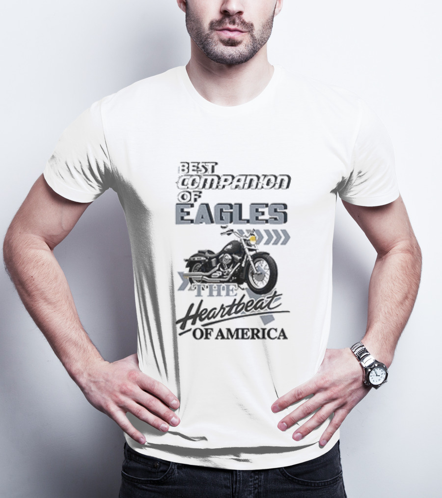Philadelphia Eagles Best Companion Harley Davidson Heartbeat Of America T-Shirt