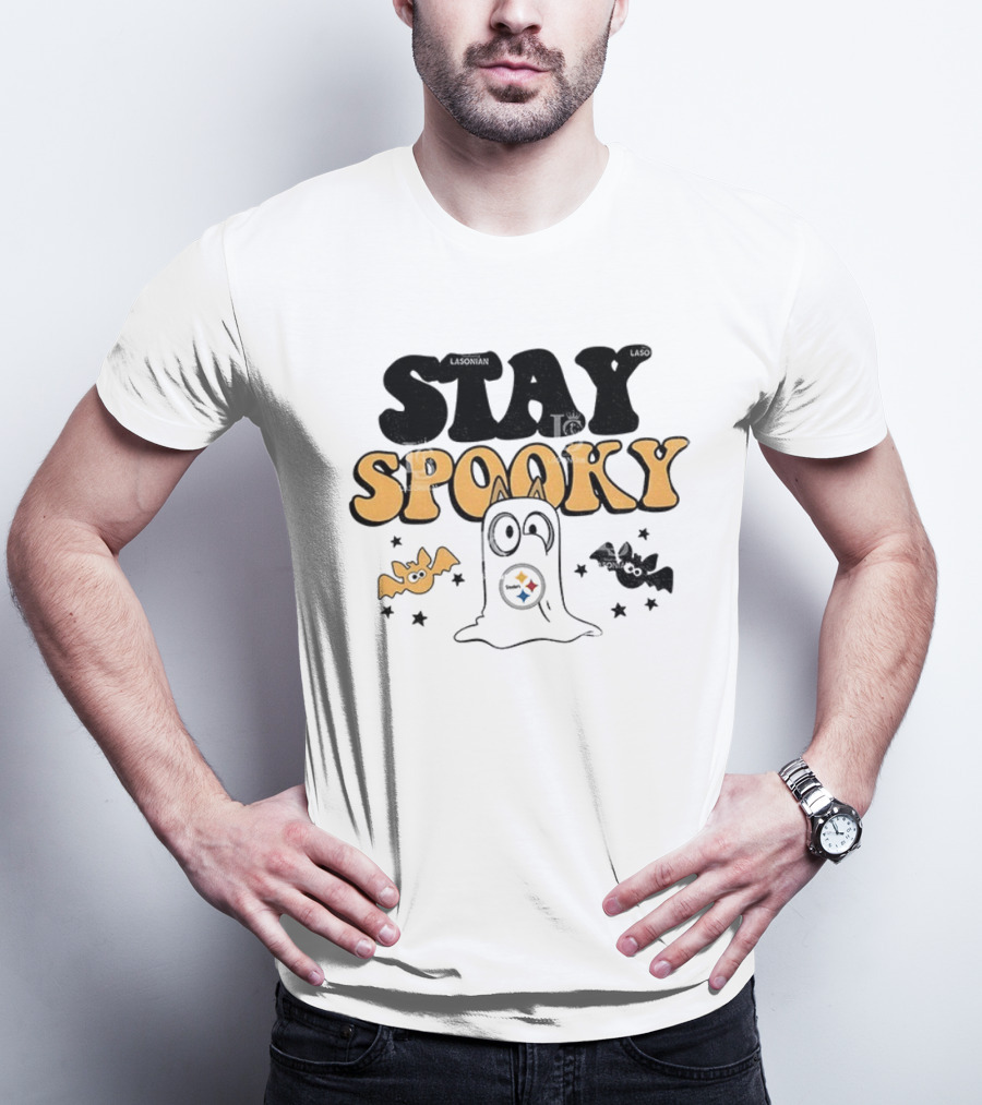 Pittsburgh Steelers Bluey Halloween Stay Spooky Ghost And Bats T-Shirt