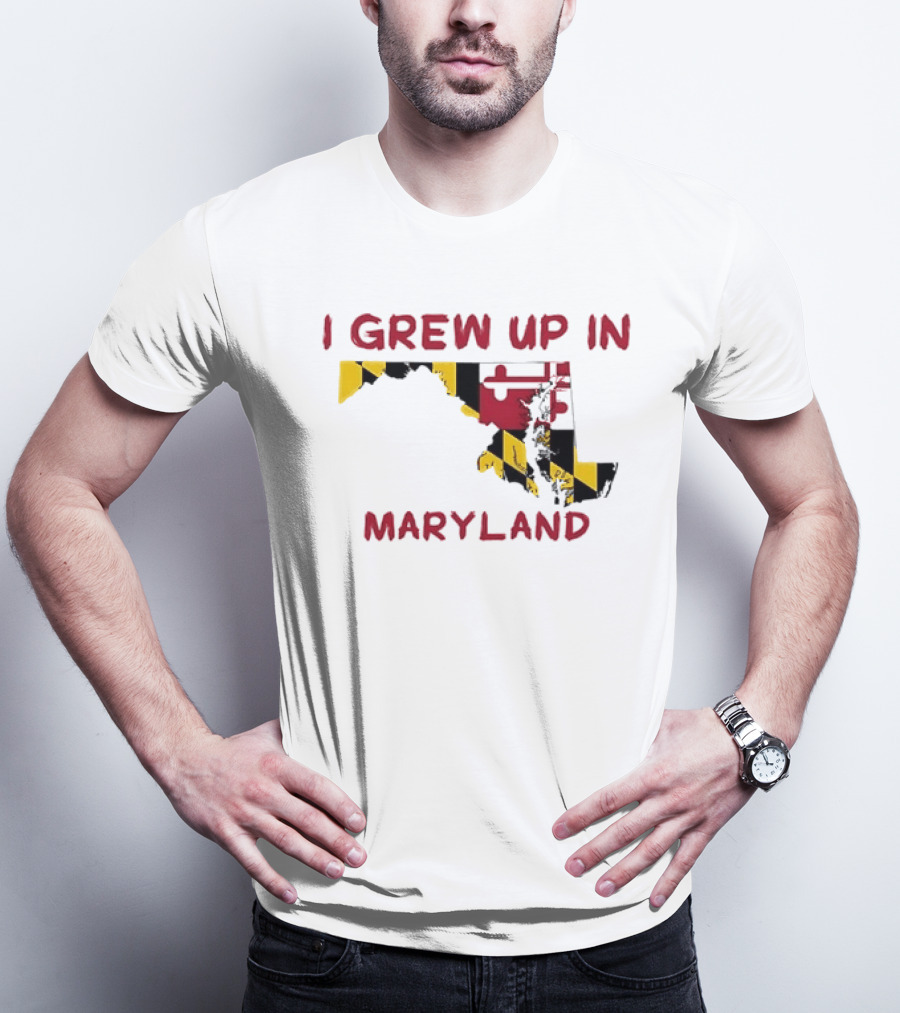I Grew Up In Maryland State Map Flag T-Shirt