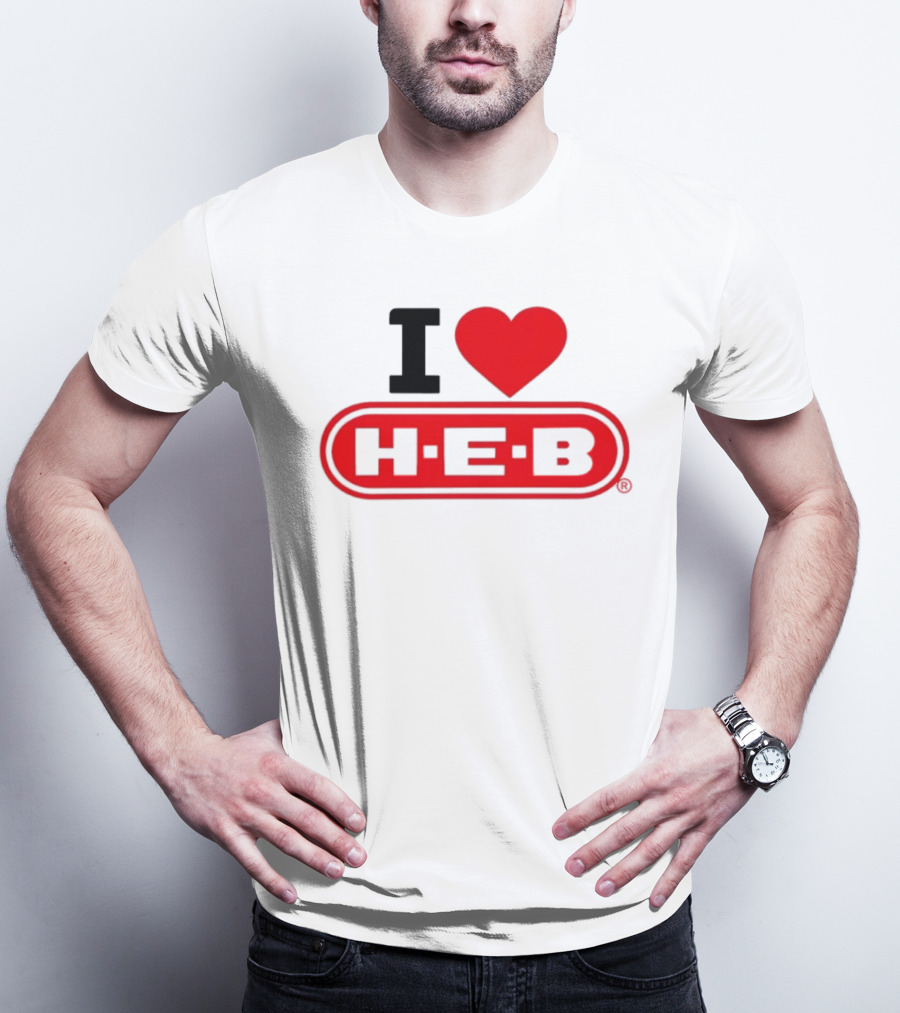 I Love H E B Texas Grocery Store Red Heart T-Shirt