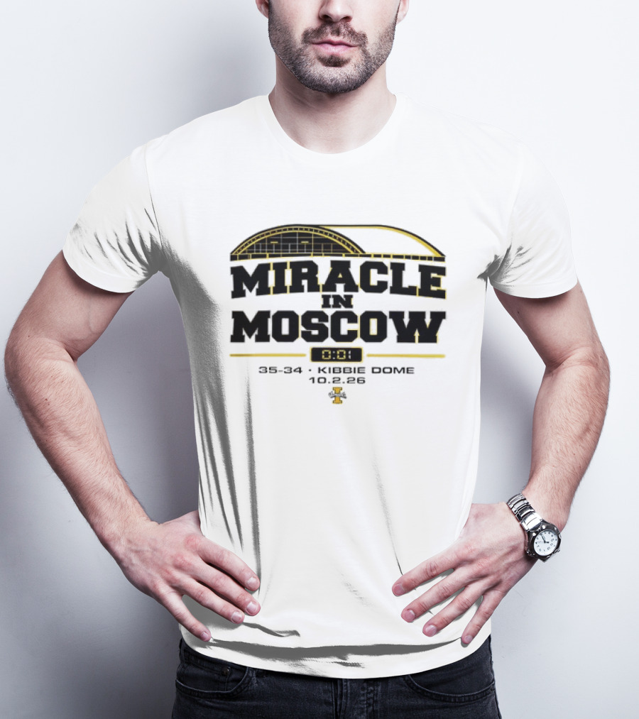 Idaho Vandals Miracle In Moscow 35 34 Kibbie Dome October 2 2026 T-Shirt