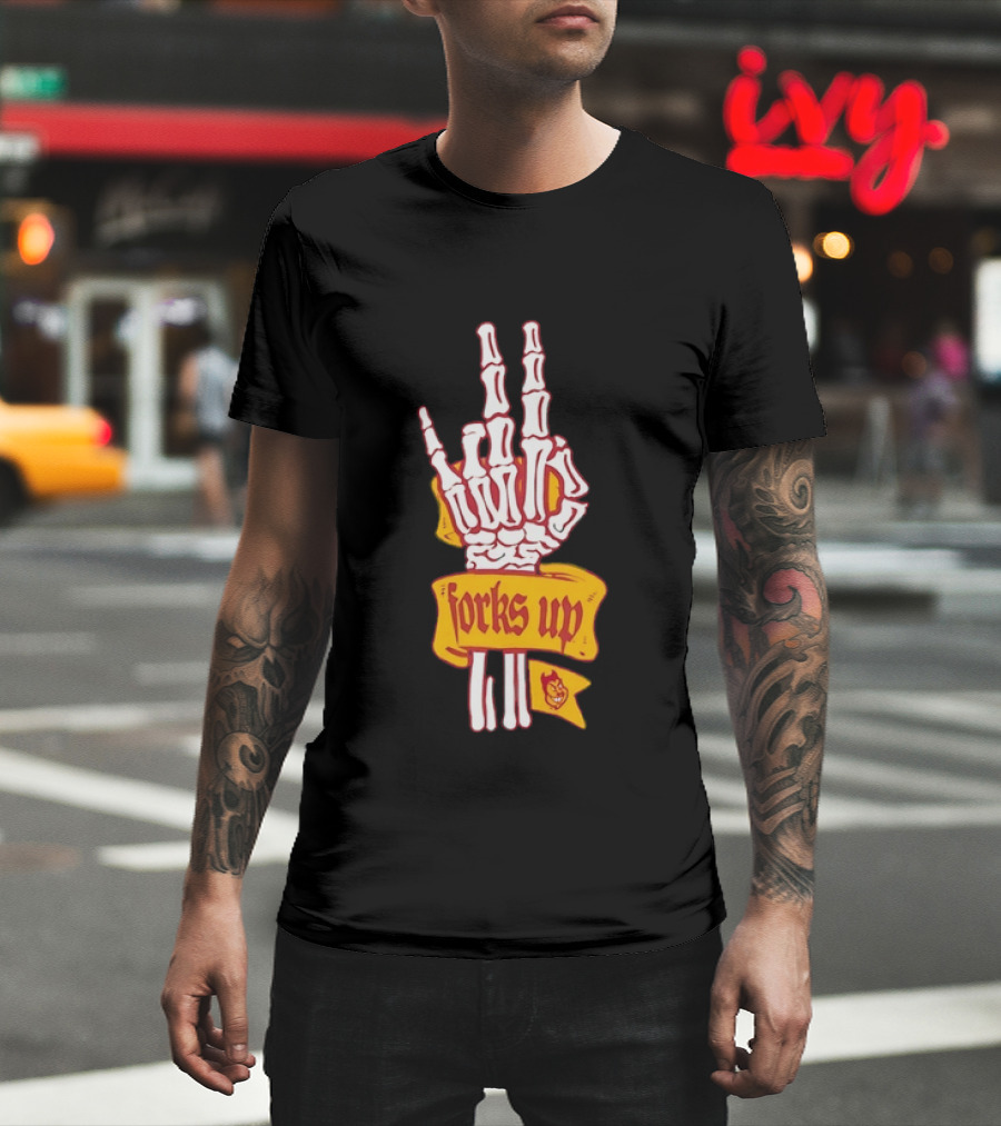 Arizona State Sun Devils Forks Up Skeleton Hand Fan Gear T-Shirt