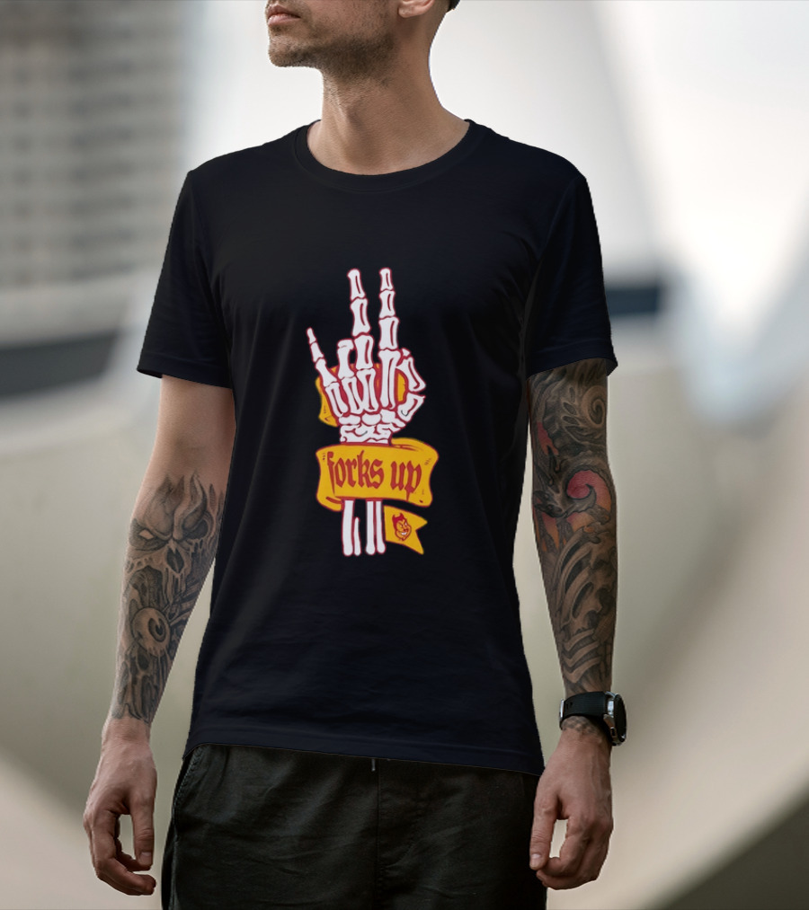 Arizona State Sun Devils Forks Up Skeleton Hand Fan Gear T-Shirt