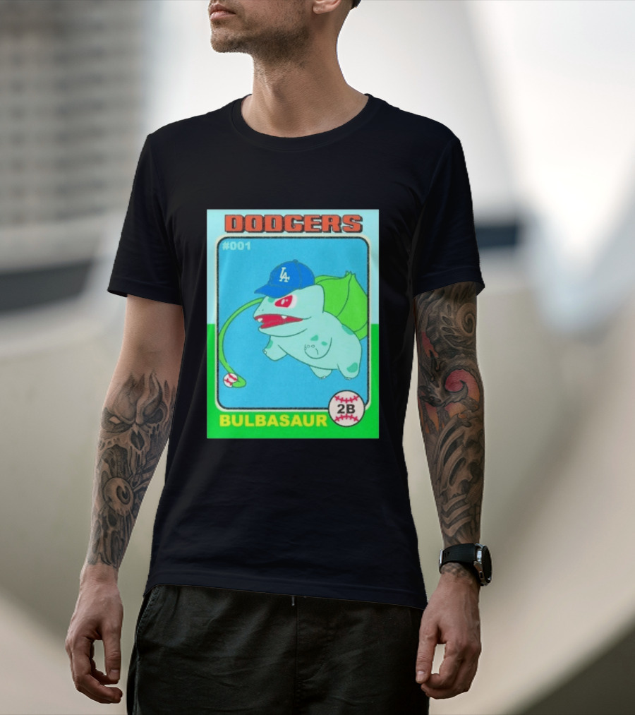 Bulbasaur Dodgers LA Cap Baseball Card No 001 T-Shirt