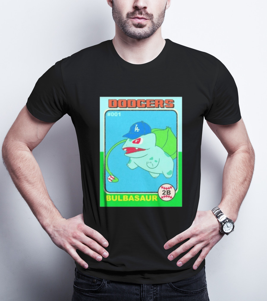 Bulbasaur Dodgers LA Cap Baseball Card No 001 T-Shirt