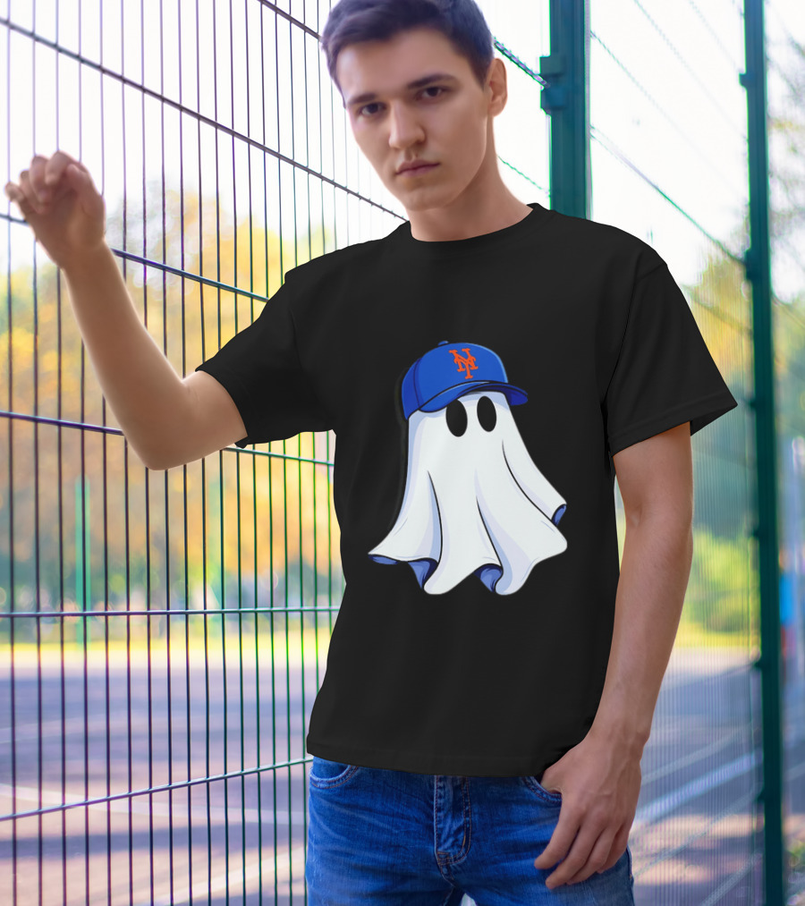 New York Mets MLB Ghost Baseball Halloween T-Shirt