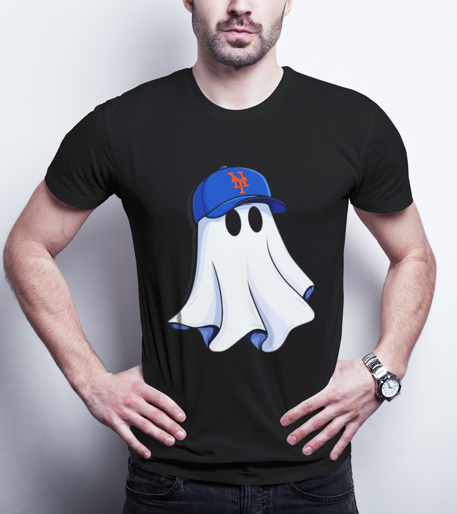 New York Mets MLB Ghost Baseball Halloween T-Shirt