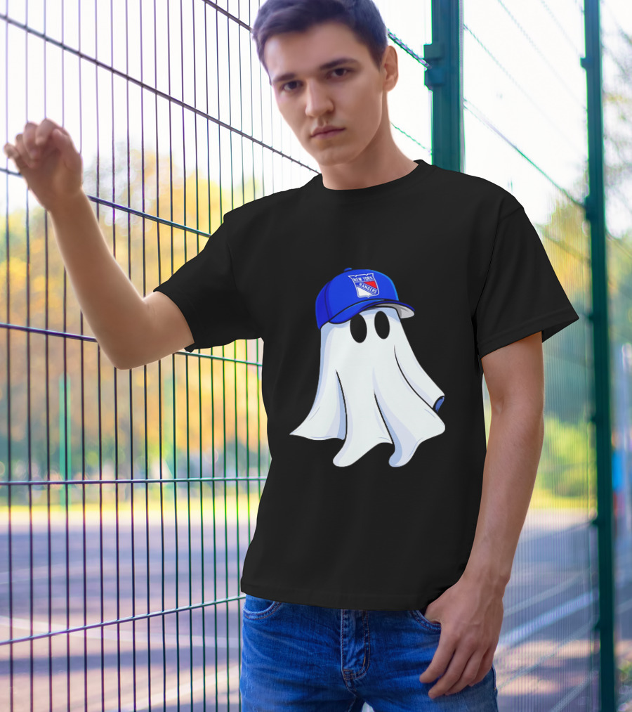 New York Rangers Ghost With Blue Cap Halloween T-Shirt