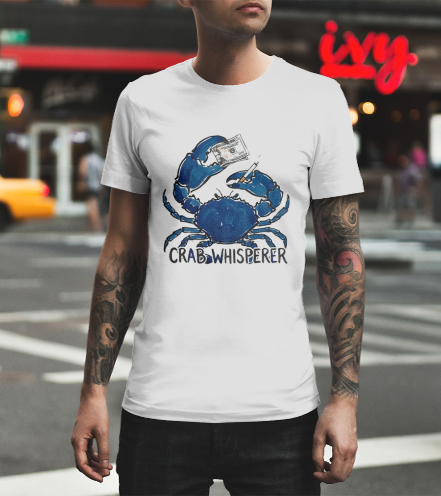 Crab Whisperer Blue Crab Holding Paintbrush Meme T-Shirt