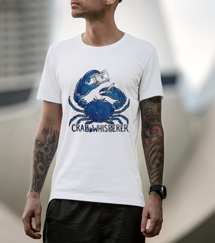 Crab Whisperer Blue Crab Holding Paintbrush Meme T-Shirt