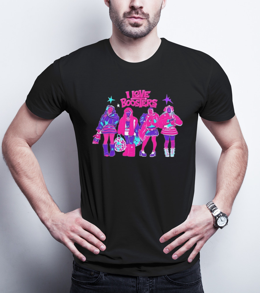 I Love Boosters Y2K Aesthetic Fashion Streetwear Style Colorful Retro Outfits T-Shirt
