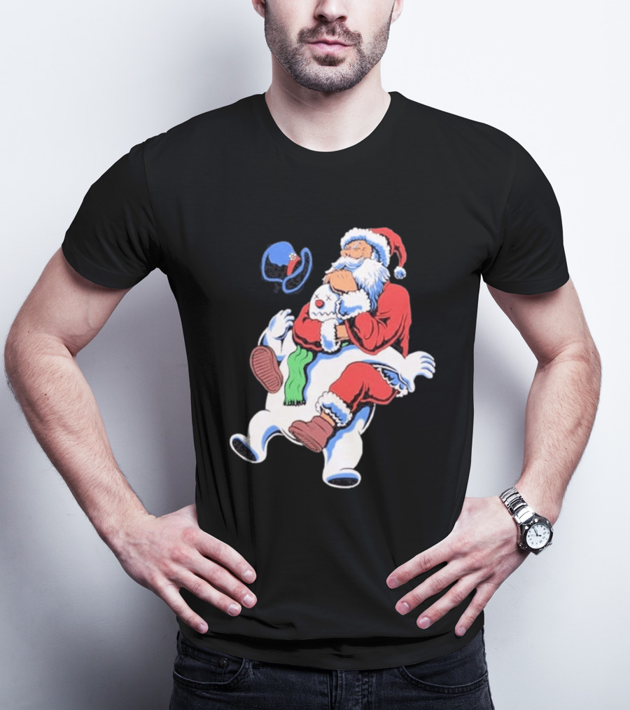 Jiu Jitsu Santa Rear Naked Choke Snowman Christmas T-Shirt
