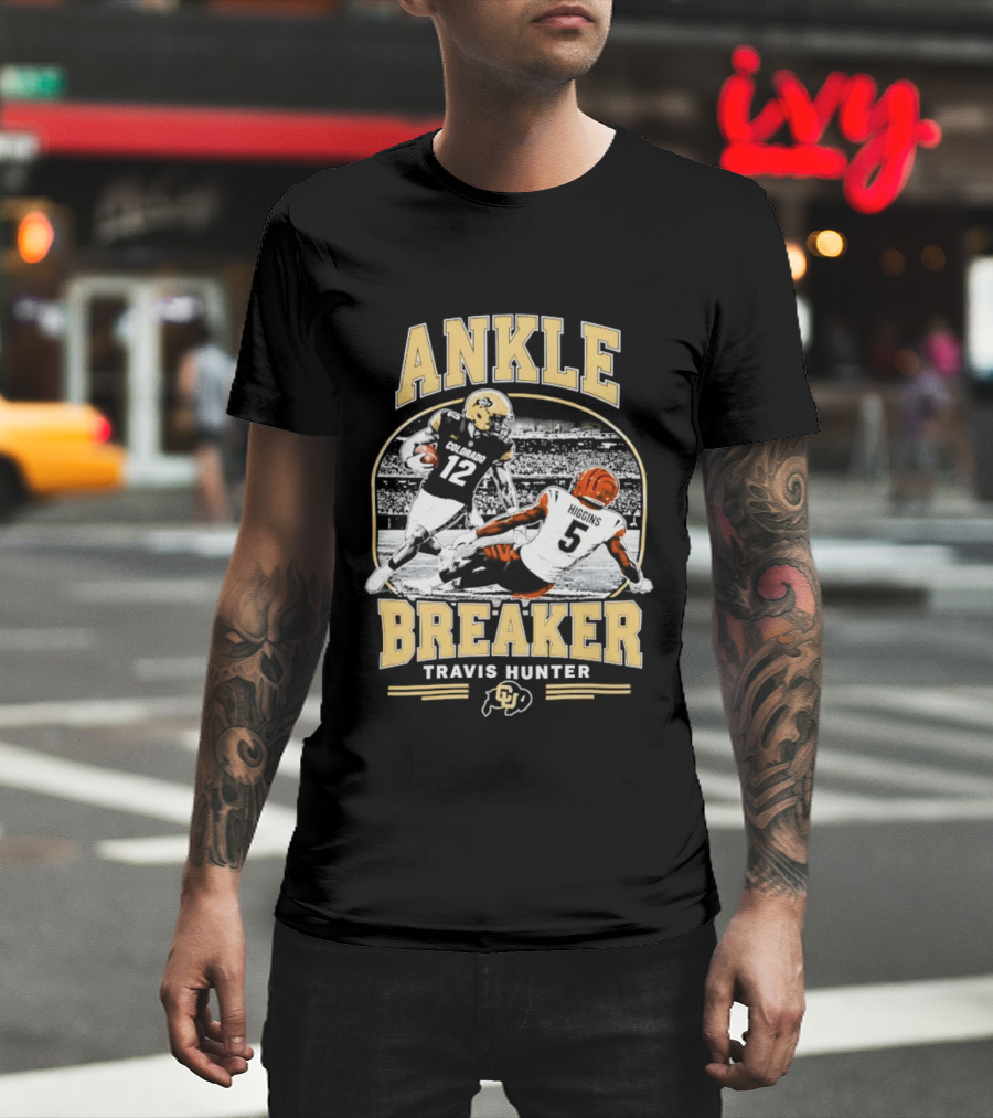Ankle Breaker Travis Hunter Number 12 Colorado Higgins Number 5 Bengals Football T-Shirt