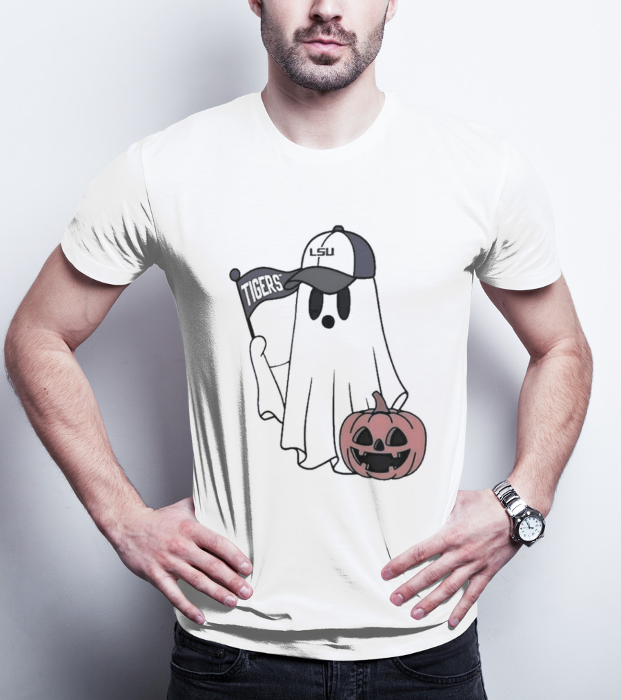 Lsu Tigers NCAA Football Halloween Ghost Pumpkin Fan Gear T-Shirt