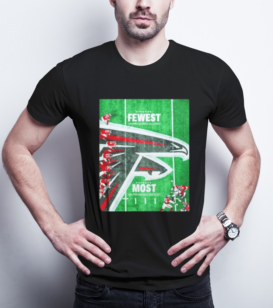 Atlanta Falcons Offense Fewest QB Pressures Allowed Defense Most Pressures Created T-Shirt