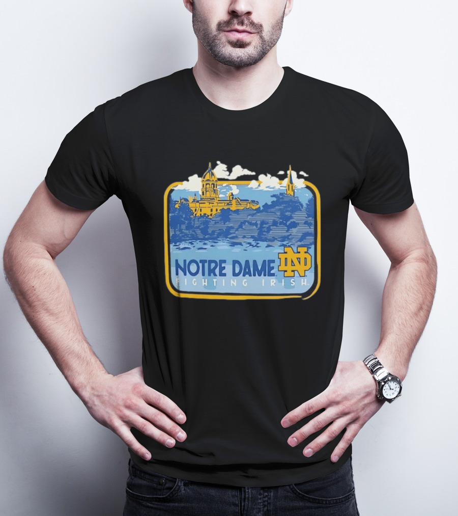 Notre Dame Fighting Irish Campus Landscape Blue And Gold ND T-Shirt