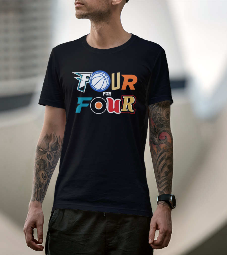 Four For Four Philadelphia Basketball Baseball Hockey Football T-Shirt