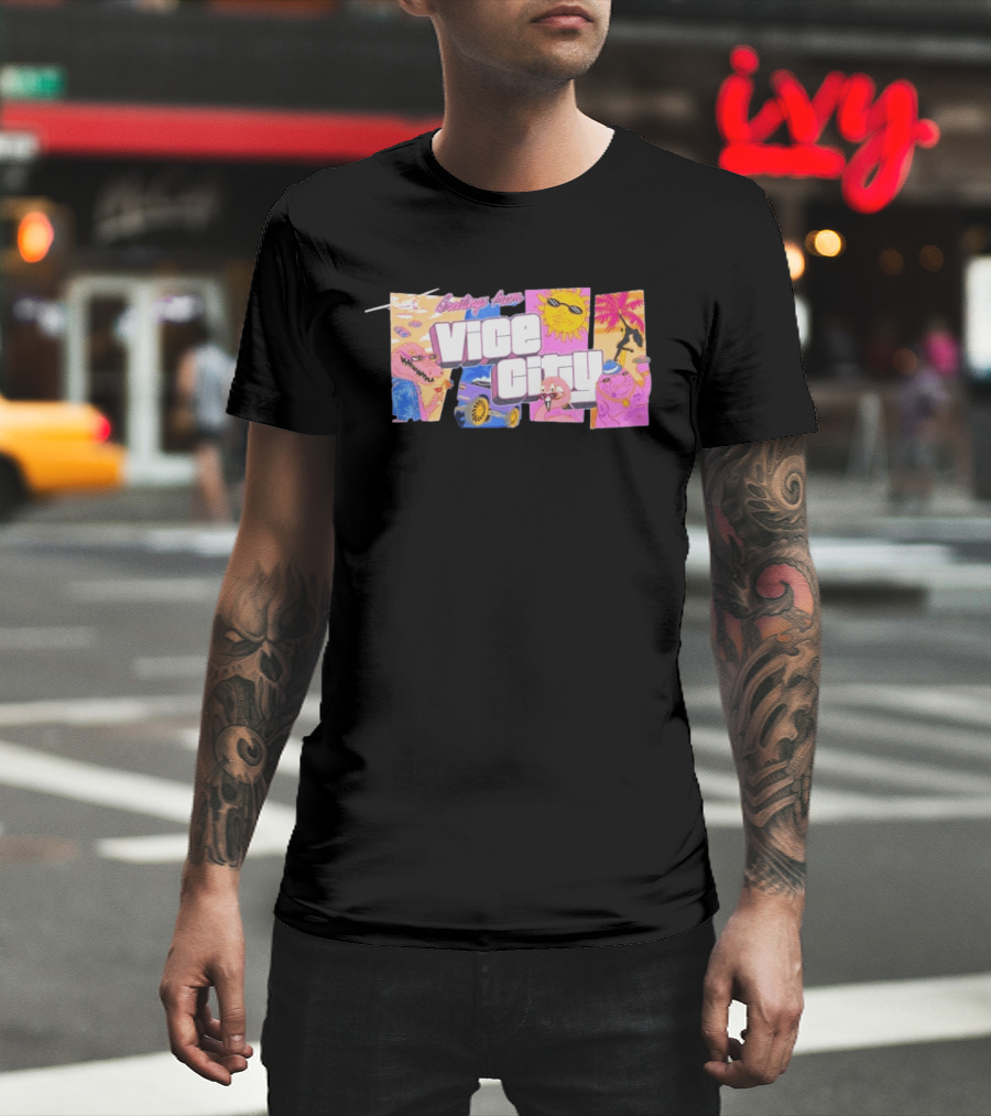 Greetings From Vice City Collage Florida Retro Fun Tropical Vibes T-Shirt