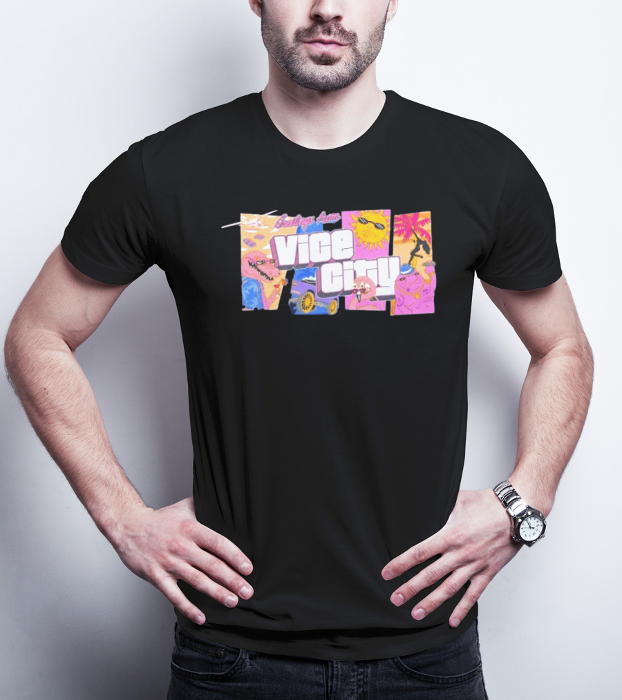Greetings From Vice City Collage Florida Retro Fun Tropical Vibes T-Shirt