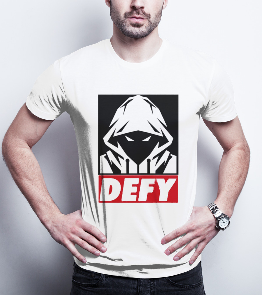 Defy Hooded Figure Streetwear Urban Fashion T-Shirt