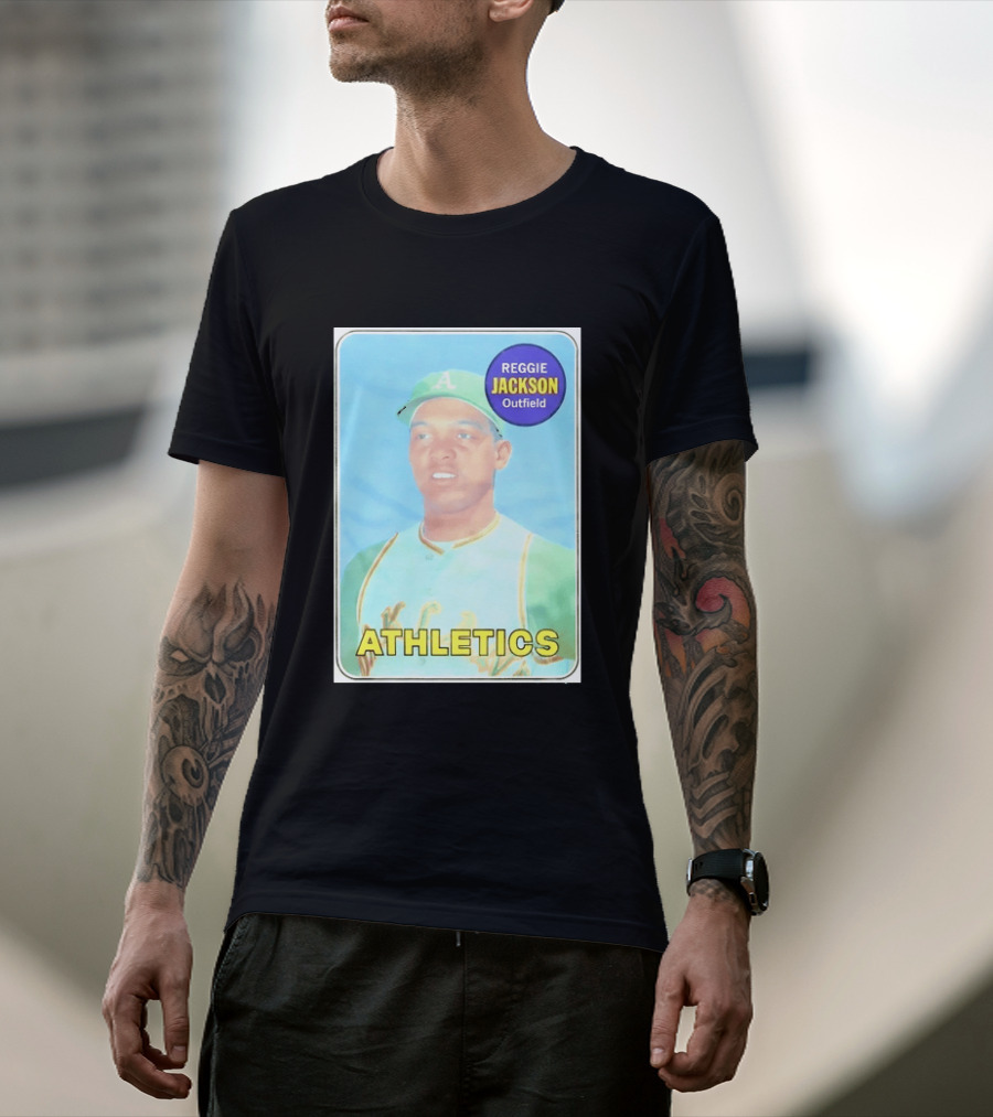 Reggie Jackson Athletics Outfield Baseball Card Oakland A's Player T-Shirt