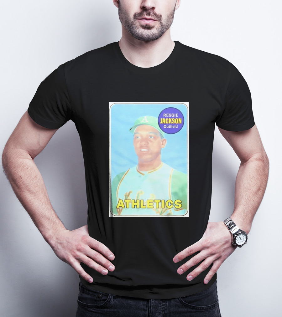 Reggie Jackson Athletics Outfield Baseball Card Oakland A's Player T-Shirt